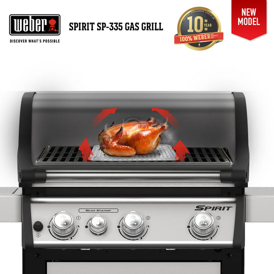 NEW!! Weber Spirit SP-335 Gas Grill Stainless Steel WITH FREE COVER an ...