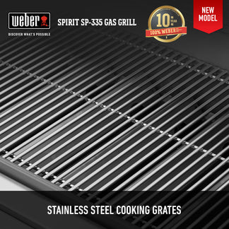 NEW!! Weber Spirit SP-335 Gas Grill Stainless Steel WITH FREE COVER an ...
